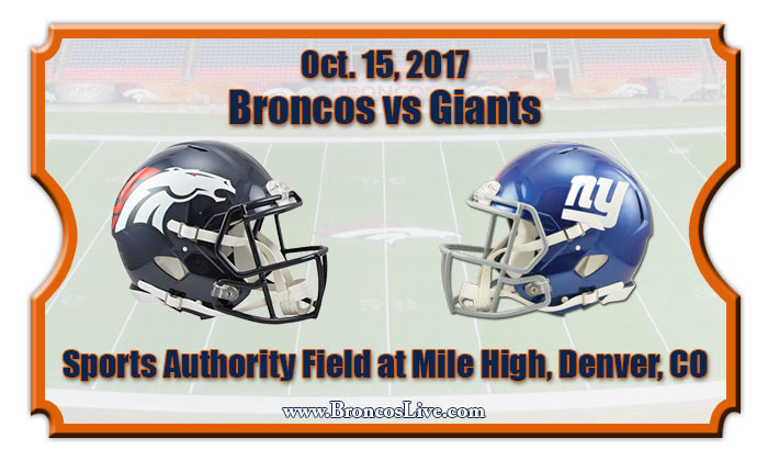 Denver Broncos vs New York Giants Football Tickets | Oct. 15, 2017 Denver Broncos vs New York Giants Football Tickets | Oct. 15, 2017